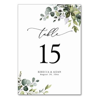 Simple Rustic Eucalyptus Greenery Table Number | Zazzle