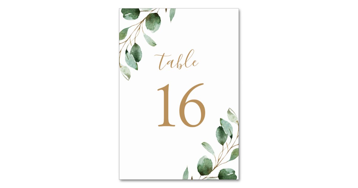 Simple Rustic Eucalyptus Greenery Wedding Table Number | Zazzle