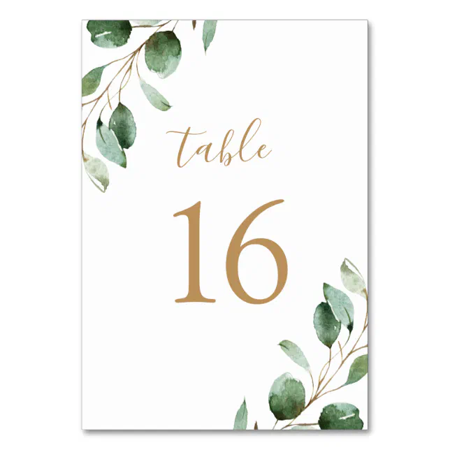 Simple Rustic Eucalyptus Greenery Wedding Table Number | Zazzle