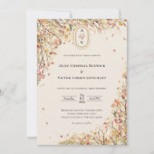 Simple Rustic Fall Beige Wedding Monogram Invitation | Zazzle