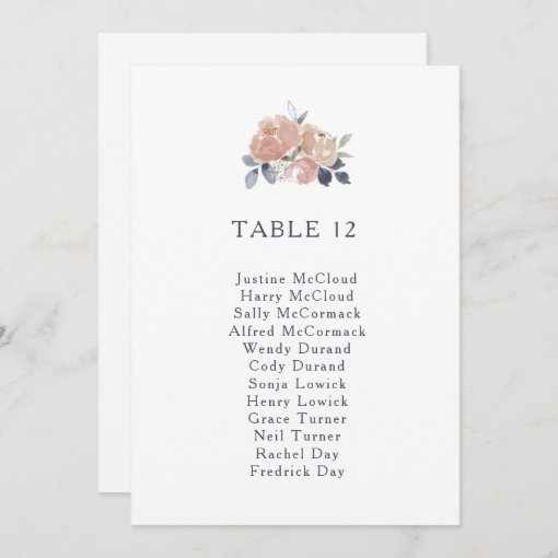 Simple Rustic Floral Table Number Seating Chart | Zazzle