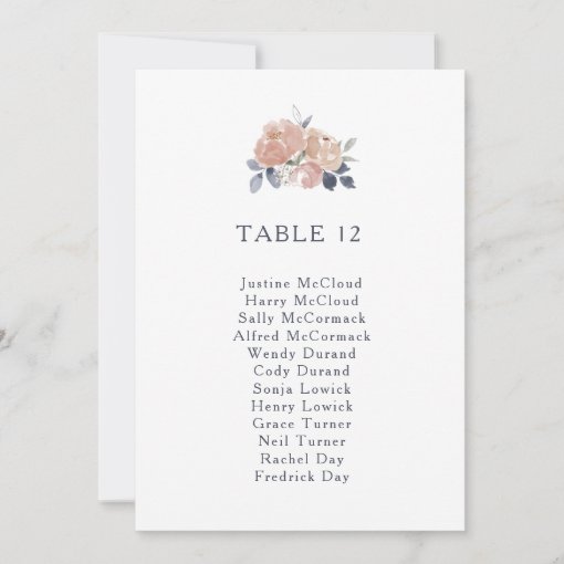 Simple Rustic Floral Table Number Seating Chart | Zazzle