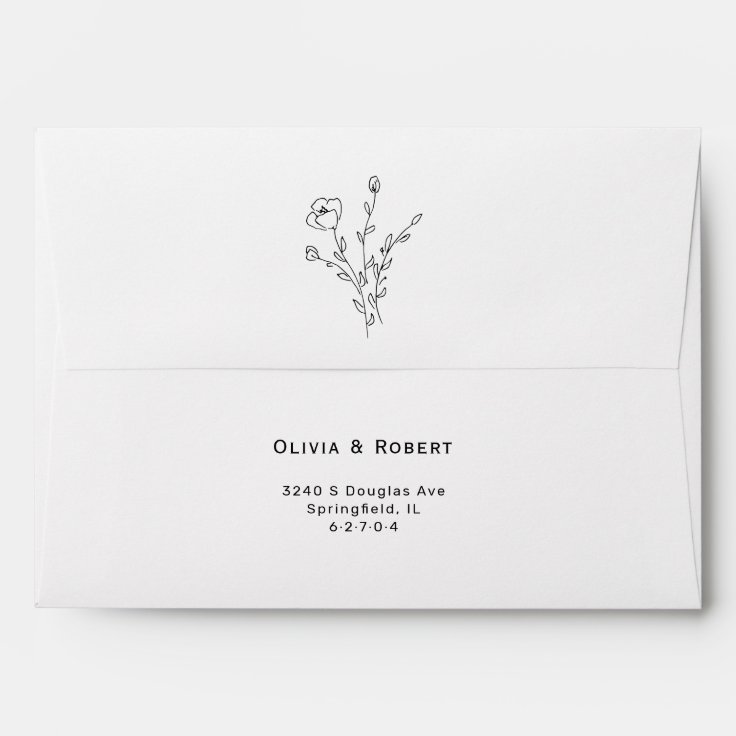 Simple Rustic Floral Wedding Envelope | Zazzle