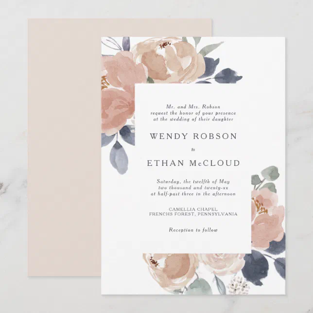 Simple Rustic Floral Wedding Invitation | Zazzle