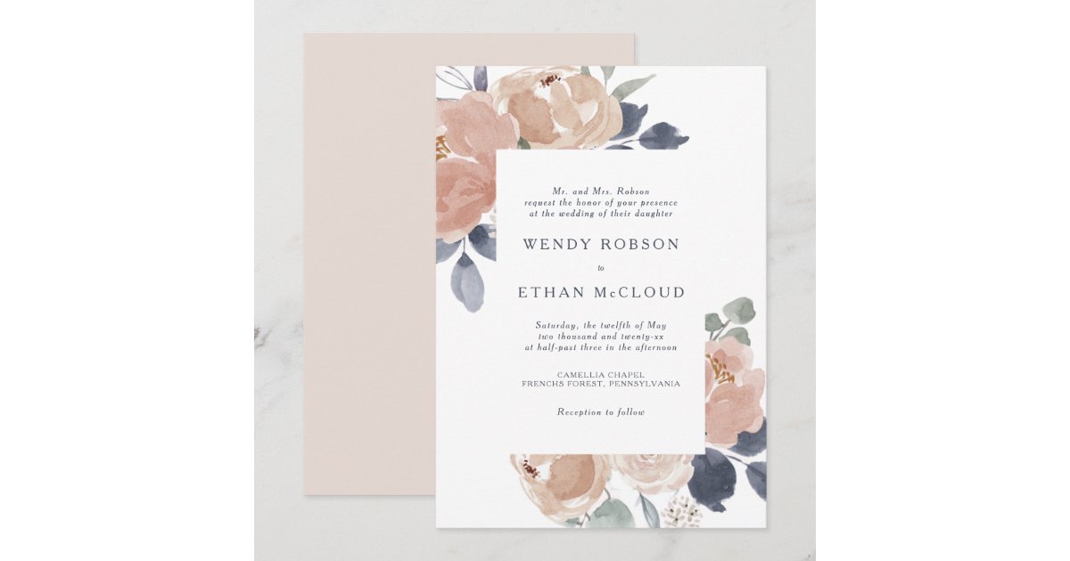 Simple Rustic Floral Wedding Invitation | Zazzle