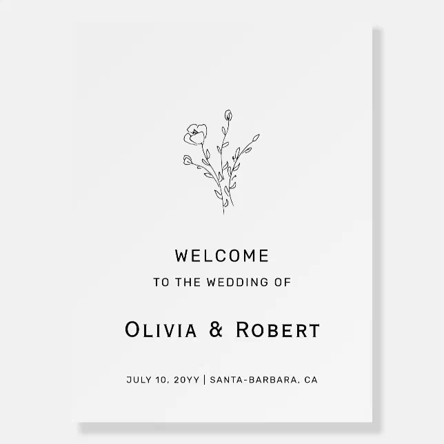 Simple Rustic Floral Wedding Welcome Sign | Zazzle