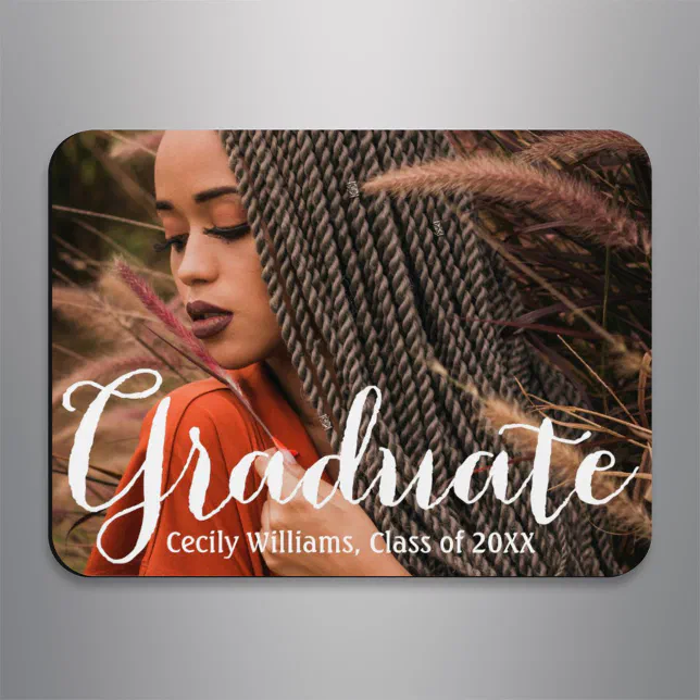 Simple Rustic Graduate Script Photo Graduation Magnet | Zazzle