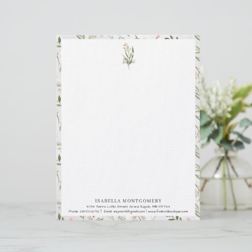 Simple Rustic Greenery | Monogram Letterhead | Zazzle