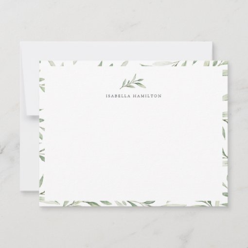 Simple rustic greenery Personalized Stationery Note Card | Zazzle