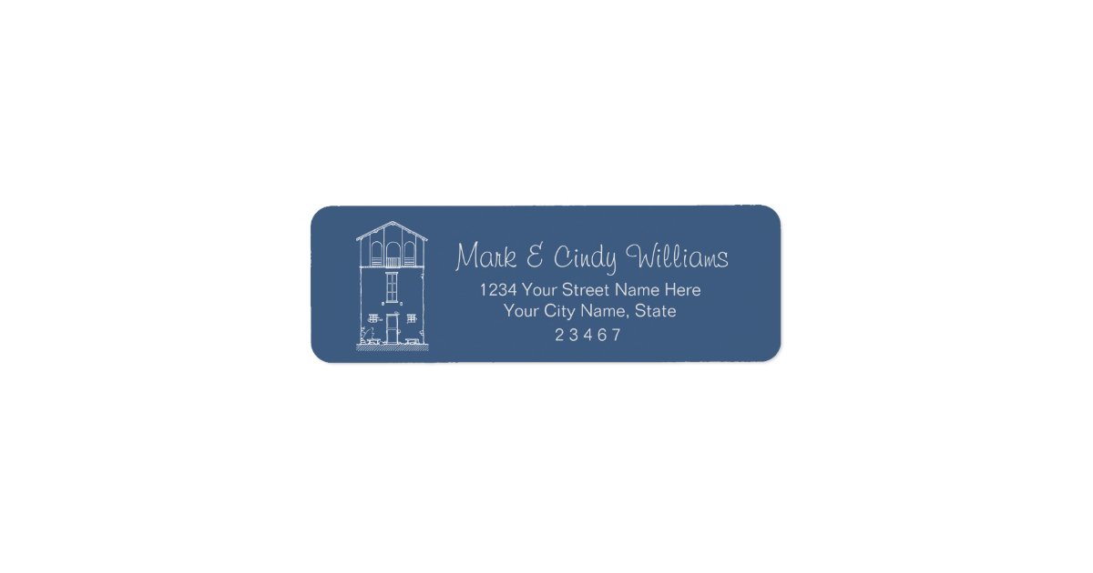 Simple Rustic House Blueprint Blue Return Address Label | Zazzle