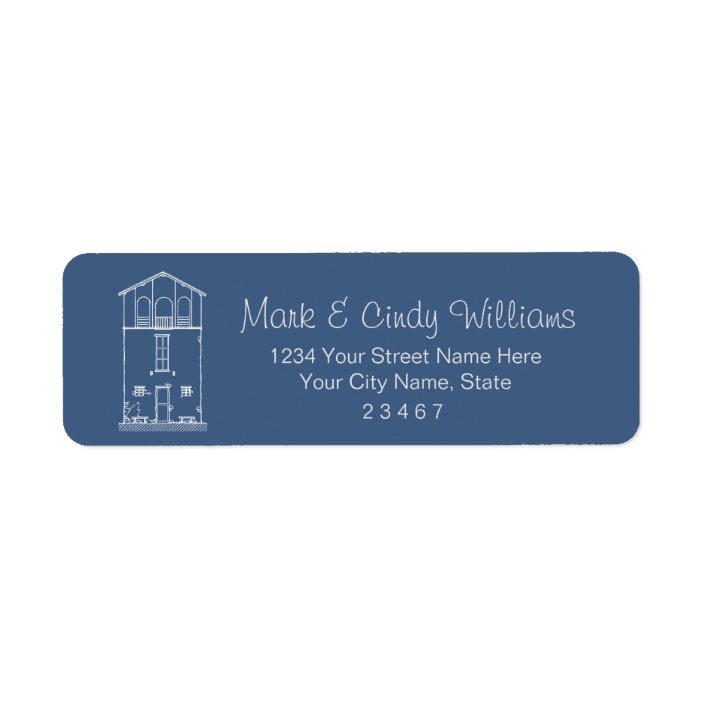 Simple Rustic House Blueprint Blue Return Address Label | Zazzle.com