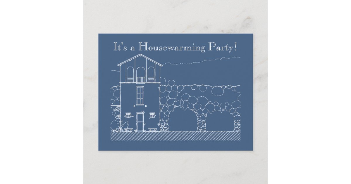 Simple Rustic House Blueprint New Address Moving Announcement Postcard ...