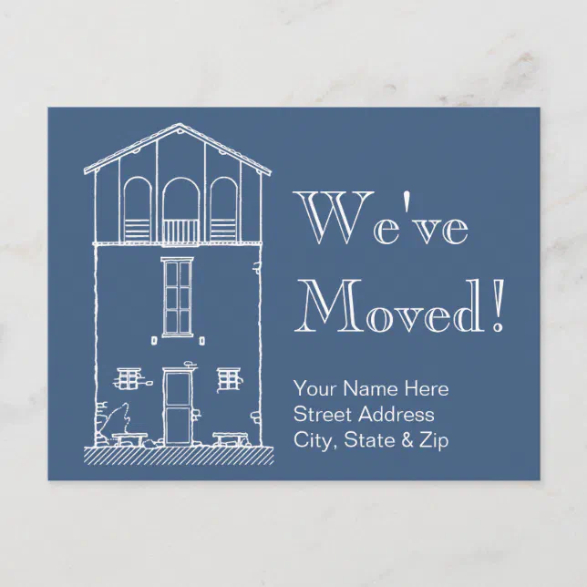 Simple Rustic House Blueprint New Address Moving Announcement Postcard ...