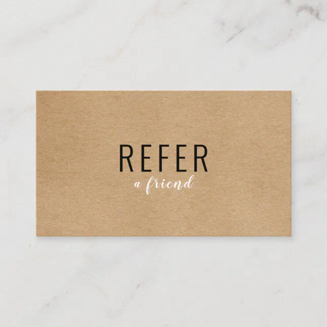 Simple Rustic Kraft Modern Referral Card | Zazzle