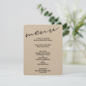 Simple Rustic Kraft Paper Menu Cards | Zazzle