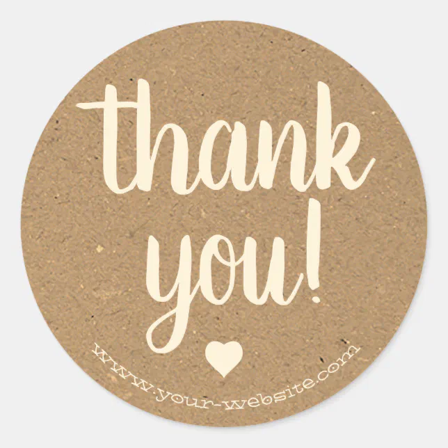 Simple Rustic Kraft Paper Thank You Business Classic Round Sticker | Zazzle
