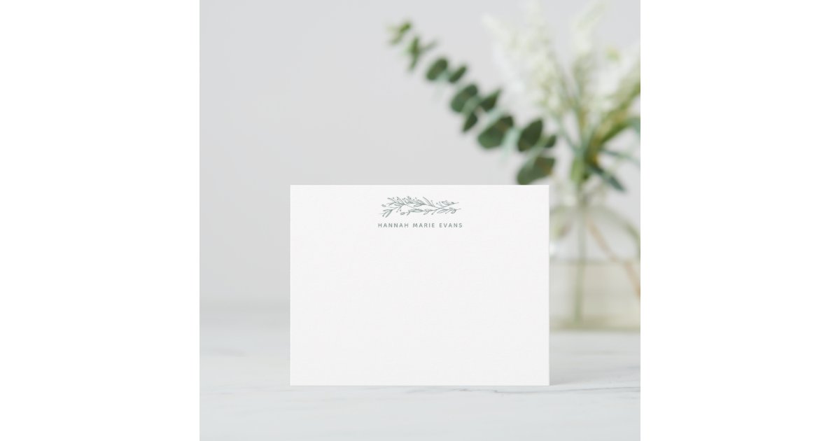 Simple Rustic Sage Green Foliage Note Card | Zazzle