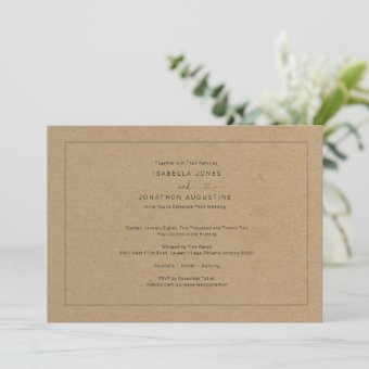Simple Rustic Wedding Invitation with RSVP | Zazzle