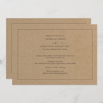 Simple Rustic Wedding Invitation with RSVP | Zazzle