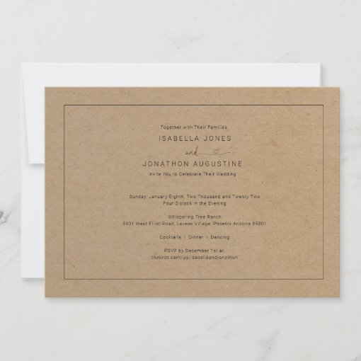 Simple Rustic Wedding Invitation with RSVP | Zazzle