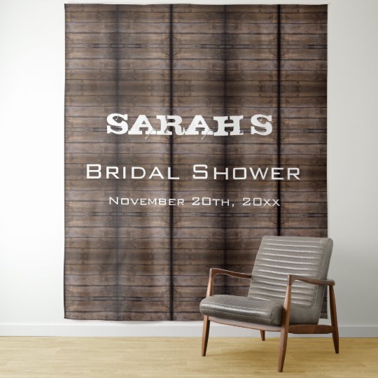 Simple Rustic Wood Bridal Shower Backdrop | Zazzle.com