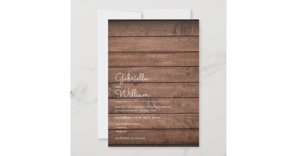 Simple Rustic Wood Wedding Invitation | Zazzle