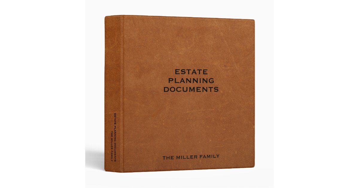 Simple Sable Leather Estate Planning Binder | Zazzle