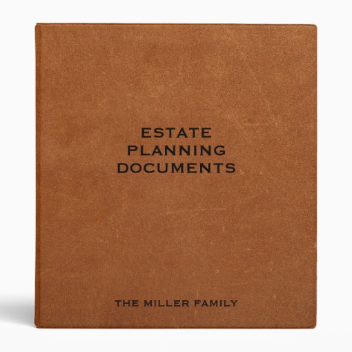 Simple Sable Leather Estate Planning Binder | Zazzle