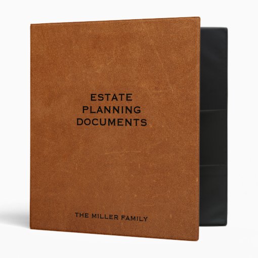 Simple Sable Leather Estate Planning Binder | Zazzle