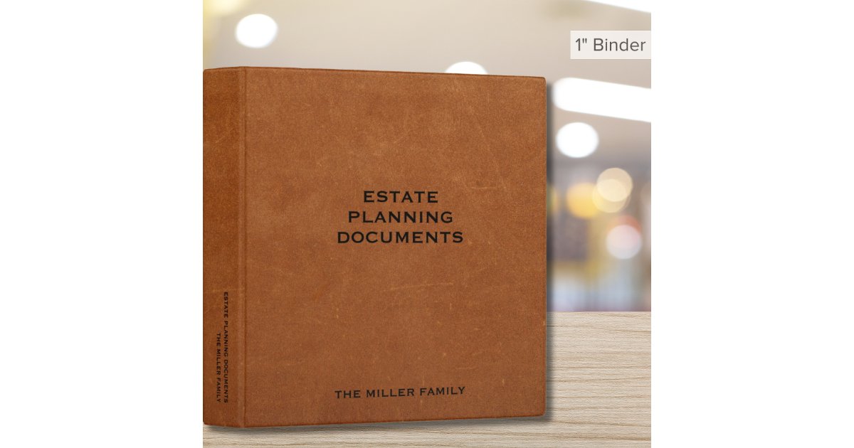Simple Sable Leather Estate Planning Binder | Zazzle