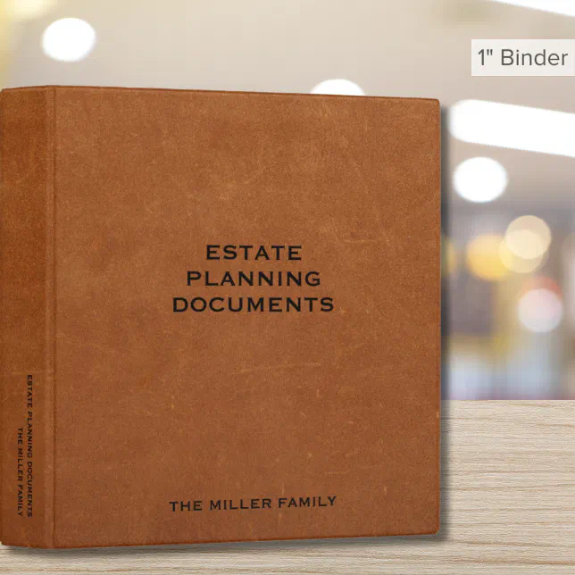 Simple Sable Leather Estate Planning Binder | Zazzle