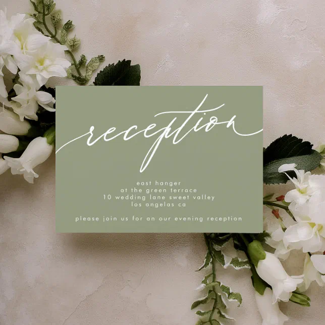 Simple Sage Green and White Modern Calligraphy Invitation | Zazzle