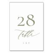 Simple Sage Green and White Modern Calligraphy Table Number | Zazzle