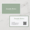 Simple Sage Green Cursive Script Border QR Code Business Card | Zazzle