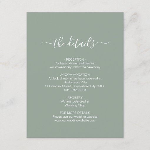 Simple Sage Green Enclosure Card | Zazzle