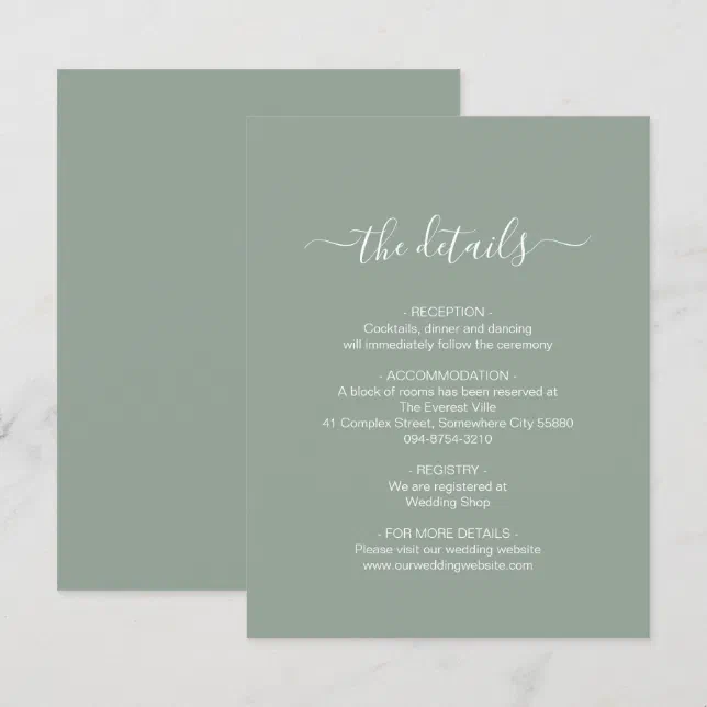 Simple Sage Green Enclosure Card | Zazzle