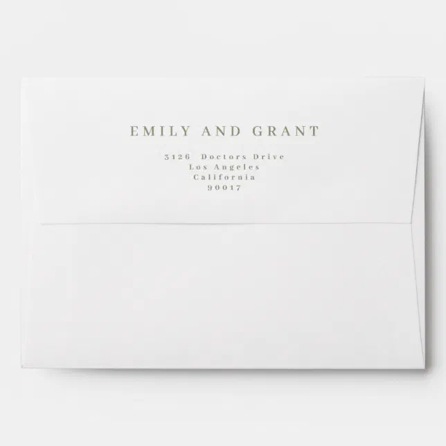Simple Sage Green Text and White Modern Invitation Envelope | Zazzle
