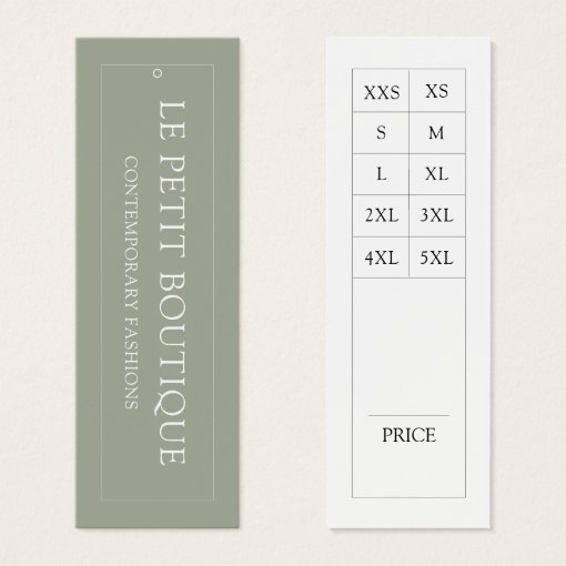 Simple Sage Green US Clothing Size Chart Price Tag | Zazzle