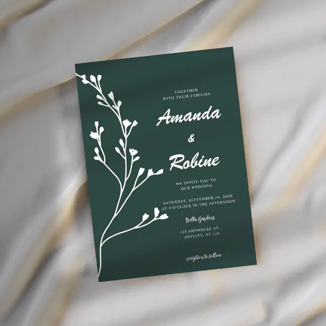 Simple Sage Green Wedding Invitation | Zazzle
