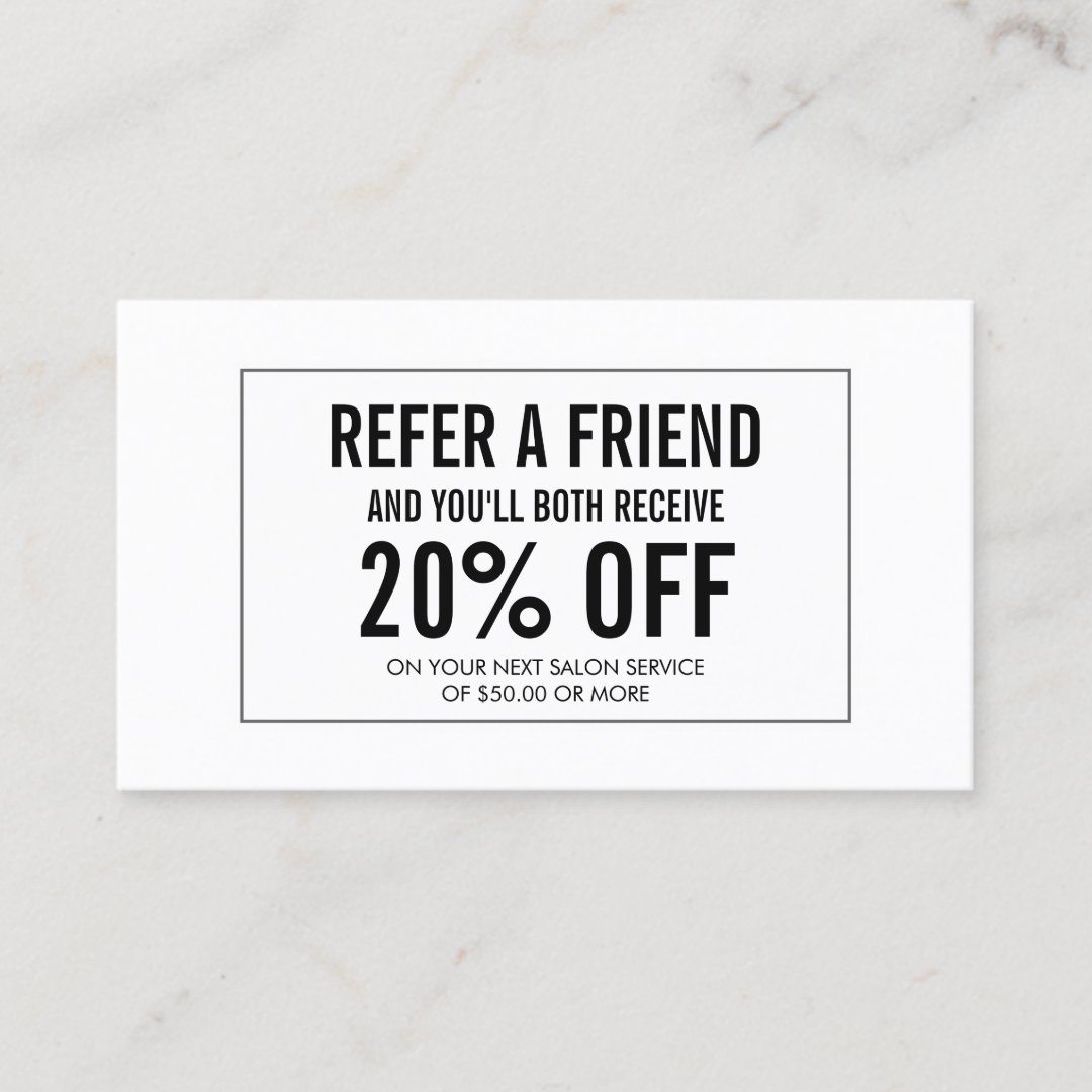 Simple Salon Customer Referral Card | Zazzle
