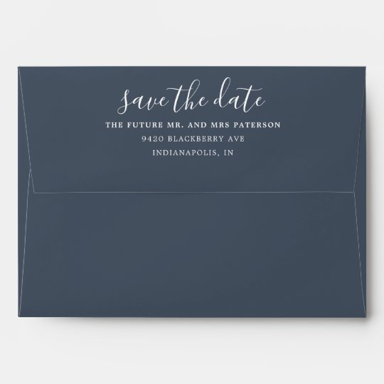 Simple Save the Date Navy Pre-Addressed Envelope | Zazzle.com