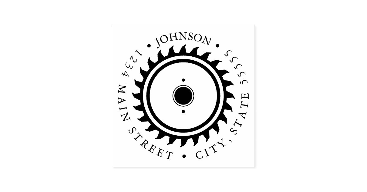 Simple Saw Blade Silhouette Return Label Self-inking Stamp | Zazzle