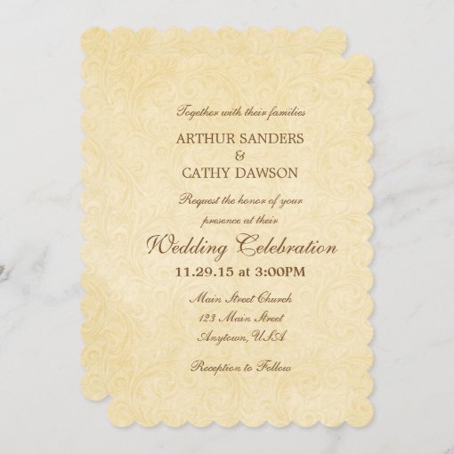 Simple Scalloped Vintage Wedding Invitation | Zazzle