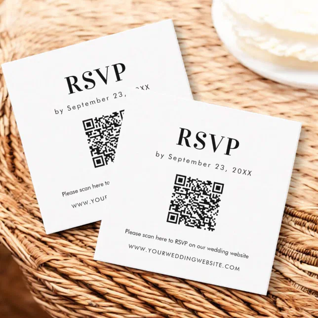 Simple Scan QR code RSVP Bold Wedding Insert | Zazzle