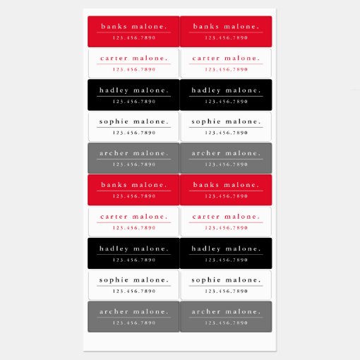 Simple School Colors Kids Waterproof Name Labels | Zazzle