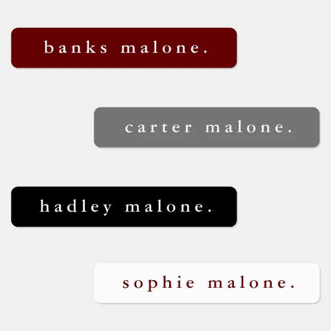 Simple School Team Colors Waterproof Name Labels | Zazzle