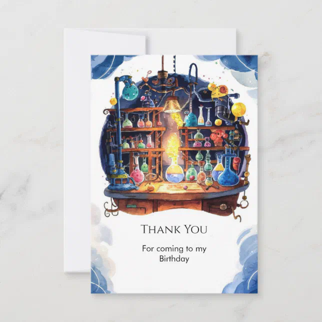 Simple Science Fun Scientist Birthday Thank You Card | Zazzle