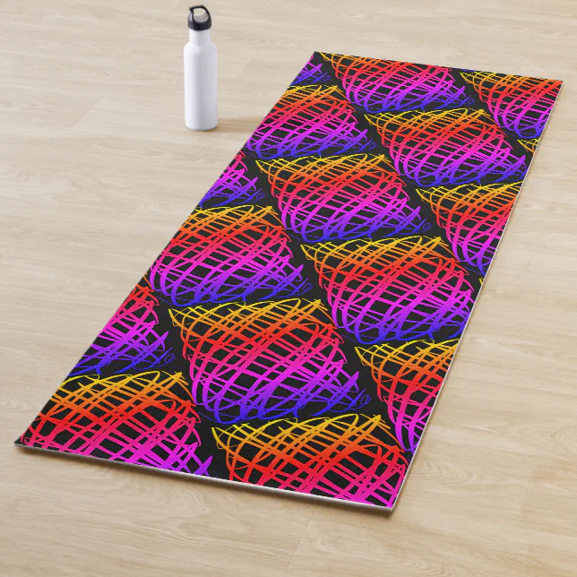 Simple Scribble | Half Drop | Black Background | Yoga Mat | Zazzle