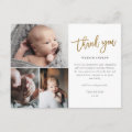 Simple Script 3 Photo Collage Baby Thank You Postcard | Zazzle