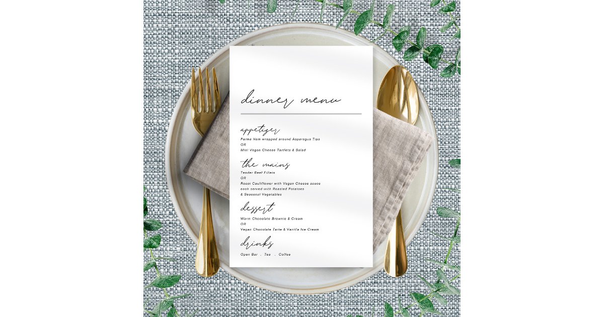 Simple Script Any Occasion Dinner Menu Poster | Zazzle